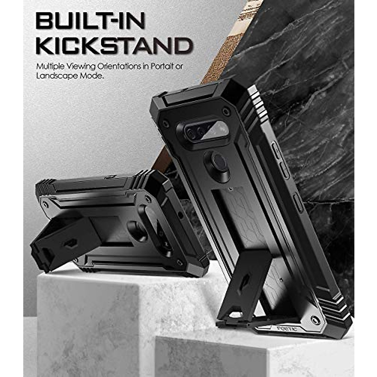 Poetic Revolution Series for LG K51 Case, LG Reflect Case, LG Q51 Case, Full-Body Rugged Dual-Layer Shockproof Protective Cover with Kickstand and Built-in-Screen Protector, Black