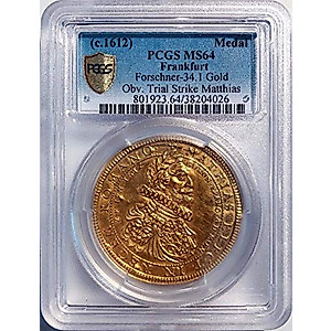 DE 1652 Gold Obverse Trial Strikes - Matthias II - Holy Roman Emperor - Circa 1612 Gold Coronation Medals - Matthias II and Anna - German States - Frankfurt am Main - Plate Coins in Forschner - Forschner #34.1 Gold & #34.3 Gold - 1 of Only 2 Known Sets MS