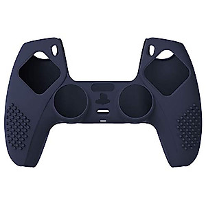 eXtremeRate PlayVital Midnight Blue 3D Studded Edition Anti-Slip Silicone Cover Skin for ps5 Controller, Soft Rubber Case Protector for ps5 Controller with 6 Black Thumb Grip Caps