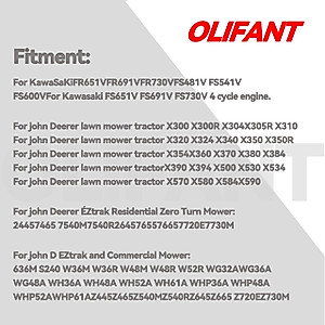 11013-0752 11013-0726 Air Filter for Kawasaki FR651V FR691V FR730V FS481V FS541V FS600V FS651V FS691V FS730V 4 Stroke Engine Lawn Mower Air Filter With 11013-7046 Pre Filter(5Pack)