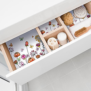 24 Sheets Scented Drawer Liners Drawer Liners for Dresser Non Adhesive Paper Sheets Fragrant Drawer Paper Liner for Shelf Closet Dresser Drawers Home Bedroom (Floral Style)