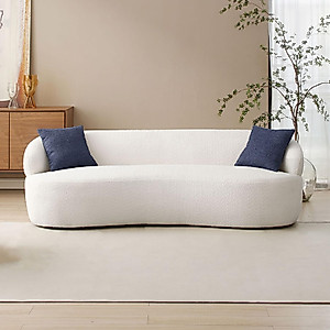 kevinplus 86.6'' Boucle Curved Sofa Couch Cloud Sofa Couch for Living Room, Contemporary Modern Upholstered Sectional 3-Seat Sofa Couch for Apartment Bedroom Office Small Space, Cream White