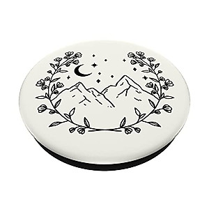 Floral White - Boho Chic Floral Moon Mountain PopSockets Swappable PopGrip