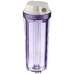 Hydronix HF2-10CLWH12, 10" Clear Housing with White Flat Cap For RO & Filtration Systems, 1/2" Ports