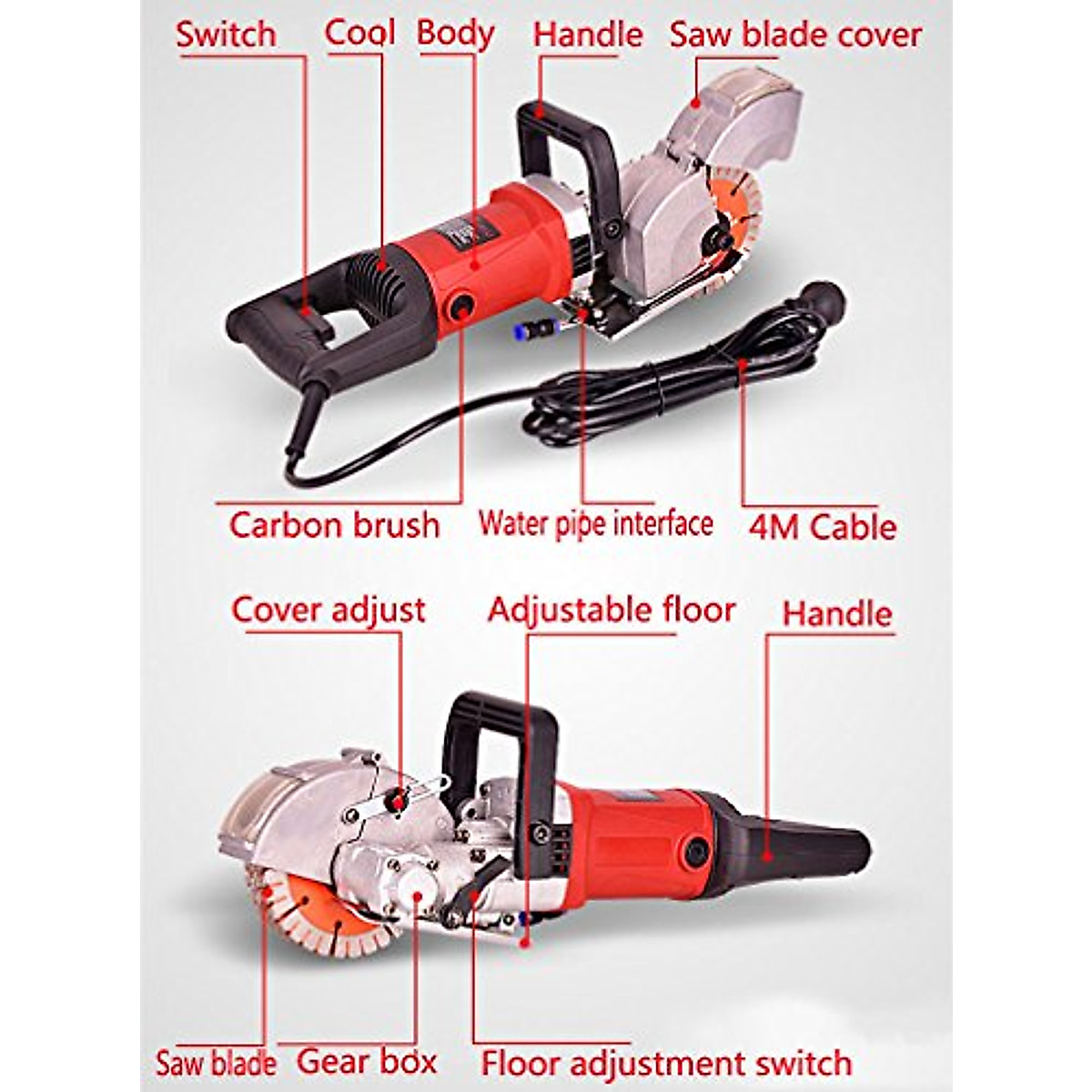 JIAN YA NA Wall Groove Cutting Machine 220V 40MM Electric Wall Chaser Groove Cutting Machine Concrete Cutter Notcher Groover Slotting Machine Large 4KW (Slotting Machine)