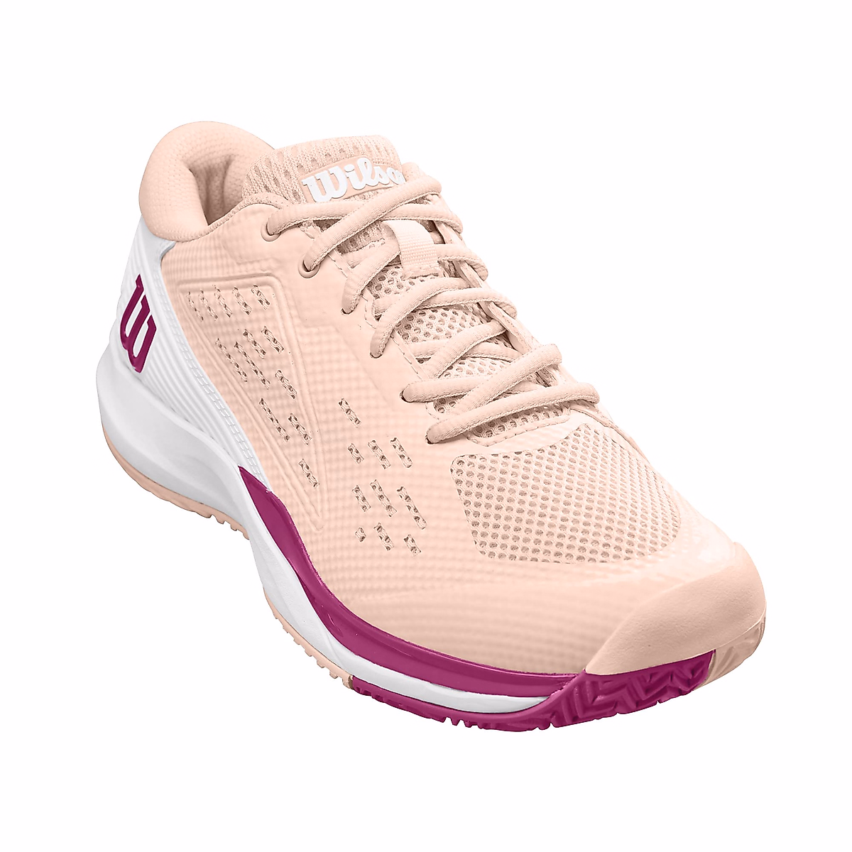 WILSON Women's Rush Pro Ace Sneaker, Scallop Shell/White/Baton Rouge, 8.5