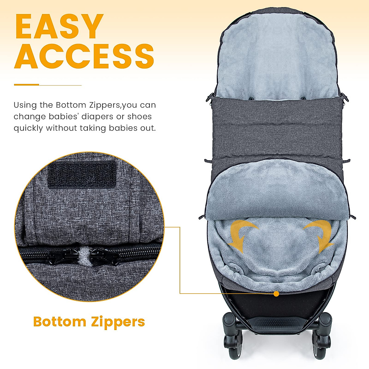 Orzbow Warm Bunting Bag Universal,Christmas Gifts Stroller Sleeping Bag Cold Weather,Waterproof Toddler Footmuff (Dark Grey)