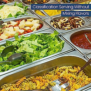 Zubebe 16 Pack Hotel Pan with Lid 4 Inch Deep Steam Table Pan 0.9 mm Thick Stainless Steel Pans Anti Steam Commercial Food Pans for Restaurant Buffet Event Catering Supplies (1/4 Size x 4 Inch Deep)