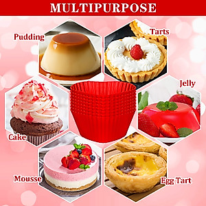 Whaline 36Pcs Baking Cups Heart Cupcake Liners Silicone Non-Stick Pastry Muffin Liner Molds Reusable Storage Container for Wedding Birthday Valentine's Day Party Anniversary DIY Craft, 2.8Inch