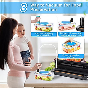 Vacuum Seal Containers Sets for Food Storage,BPA-Free, Various Sizes to Keep Food Fresher, 10oz/27oz/40oz, 6 Piece Set with Lids,3 Methods to Vacuum, Hand Pressure/Vacuum Hose(Diameter Is <1.41'')/Vacuum Pump, Good for INKBIRD VS01&VS03 Vacuum Sealer