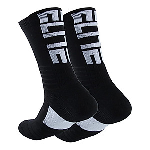 DRASEX Men's Cushioned Athletic Crew Socks 4 Pack Elite Basketball Compression Sport Running Hiking Socks