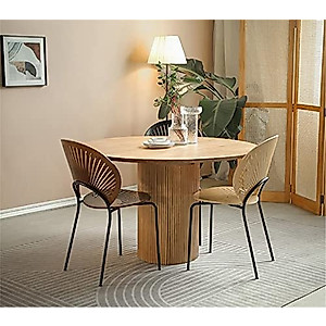 NIUYAO Round Solid Wood Dining Table Natural, 39.5" W Circular Tabletop for Dining Room Kitchen Leisure Coffee Table