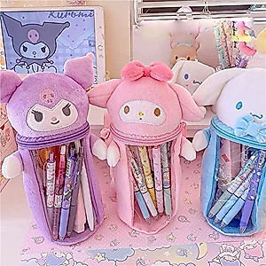 Cute Pencil Case Plush Pouch, Teen Girl Gift Bag Make Up Case, Cute Anime Cosmetic Bag Stationary Kawaii Pencil Box (Purple)