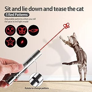 Cat Laser Toy, Interactive Toy with Red Dot LED Light Pointer, Long Range 3 Modes Lazer Projection Playpen for Kitten Interaction, Suitable for Cat Outdoor Pet Chasers Teasing Training Exercises