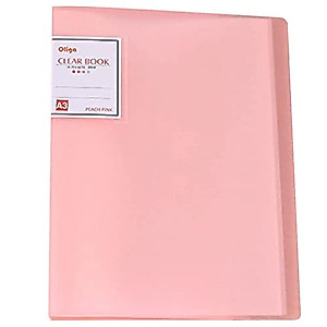 WXKN Diamond Painting Storage Book，A3 30 Pags Artwork Report Sheet Letter Storage Book，Clear Folder Storage Bag for Art Portfolio Painting Storage(16.5x12.1 inch) (pink)