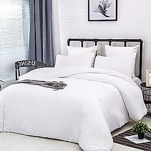 CLOTHKNOW White Comforter Sets Queen White Bedding Comforter Sets Full Plain White Bed Comforter Solid White Queen Size Bedding Set 3Pcs White Comforter Sets Queen