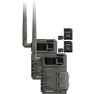 SPYPOINT LM2 Twin Pack Cellular Trail Camera - 20MP Photos, Infrared Game Night Vision Photos, 90' Flash Trail Camera & Detection Range + SD Cards (LM2-Nationwide)