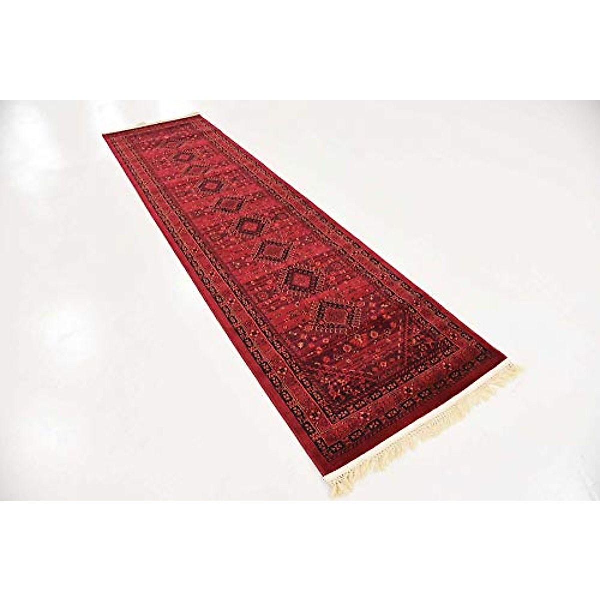 Unique Loom Tekke Collection Over-Dyed Saturated Traditional Torkaman Area Rug, 2 ft 7 in x 10 ft, Red/Black