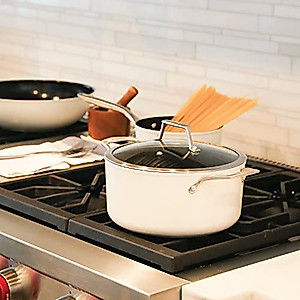 ValenCera by TeChef, 5-quart Ceramic Nonstick Soup Pot with Glass Lid, Nontoxic - Nontoxic - Free of PFAS, PFOA, PTFE (Soup Pot 5-Qt)