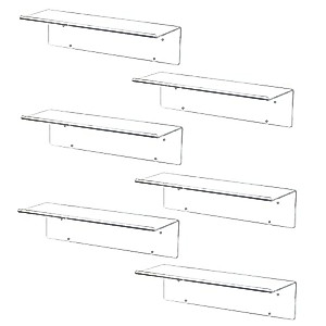 CY craft 6 PCS Clear Floating Shelves Display Ledge Decorative Wall Storage Shelves Hanging Kids Bookshelf with RemovableHooks,Adhesive Acrylic Wall Mounted Shelf for Bathroom,Kitchen,Bedroom,Office