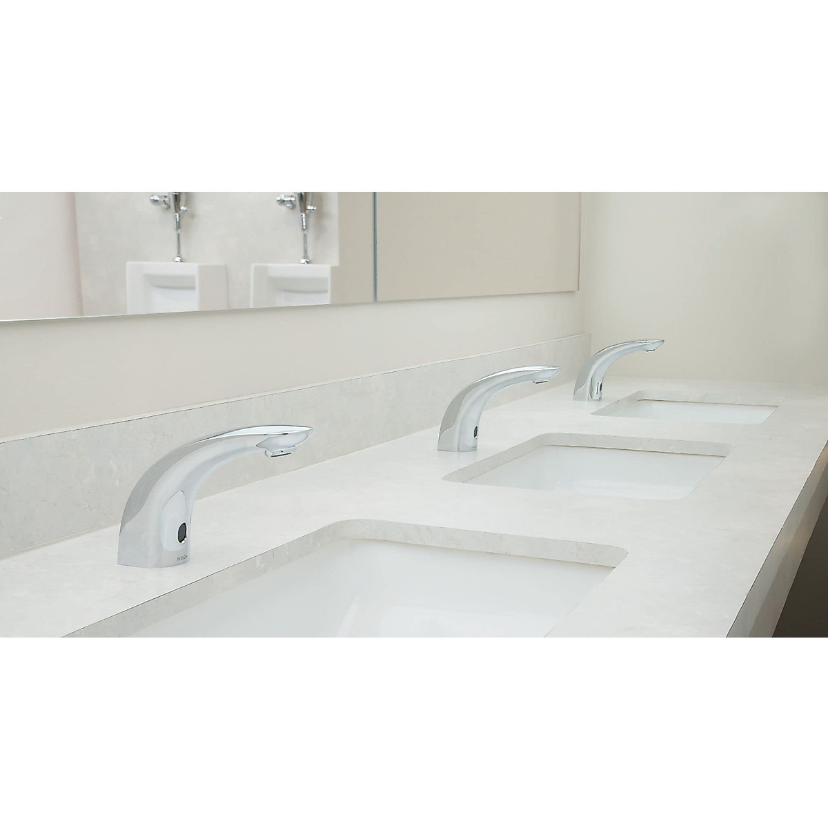 Moen M-Power Chrome Commercial Touchless 4-Inch Centerset Hands-Free Battery Powered Sensor-Operated Bathroom Faucet, CA8301