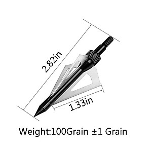 Hunting Broadheads, 3 Blades Archery Broadheads Screw-in Arrow Tips Compatible with Crossbow and Compound Bow(12 Pack) (Black)