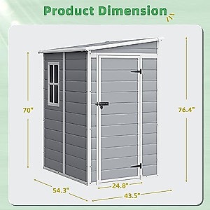 Greesum 5' x 4' Resin Weather Resistant Outdoor Storage Shed for Garden/Backyard/Pool Tool Shed, Light Gray