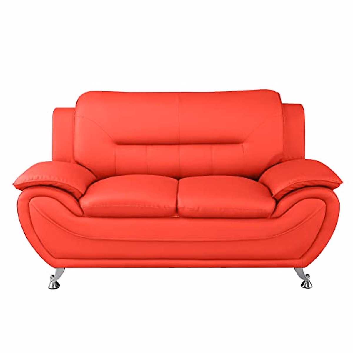 US Pride Furniture Michael Collection Modern Style Faux Leather Couch-Versatile 2 Seater Accent Piece for Living Room, Bedroom or Office-Comfortable Design and Elegant Look, 61.3 Loveseat, Coral