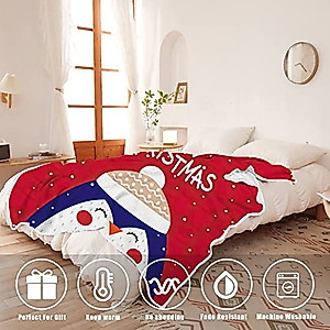Christmas Blanket, Christmas Decorations Penguin Throw Blanket, 50" X 60"Super Soft Cozy Microfiber Blanket for Sofa, Couch, Bed, Camping, Travel Christmas Decor Weighted Blanket