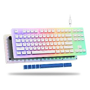 75% Keyboard - Creamy Keyboard, TKL Mechanical Gaming Keyboard, Hot Swappable Keyboard, K87 PRO with Pudding Keycaps Wired RGB Keyboard for PC PS4 Xbox - Red Switch