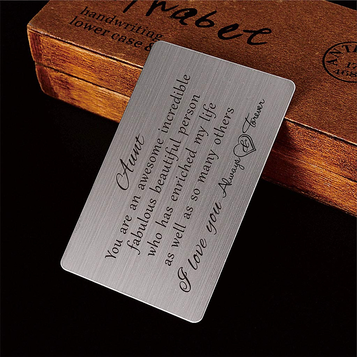 Aunt Gifts from Niece Nephew, I Love You Always and Forever Aunt, Gifts for Aunts, Best Favorite Awesome Aunt Gifts, Birthday Card, Mother's Day, Engraved Wallet Insert