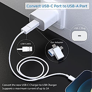 USB C to USB Adapter Pack-2,USB-C Male to USB 3.0 Female Adapter for MacBook Pro 2021/2020 iMac iPad Pro/Mini 6 Pixel 6 5 4 XL USB C Wall Plug Charger and Any Type C or Thunderbolt 4/3 Devices,White