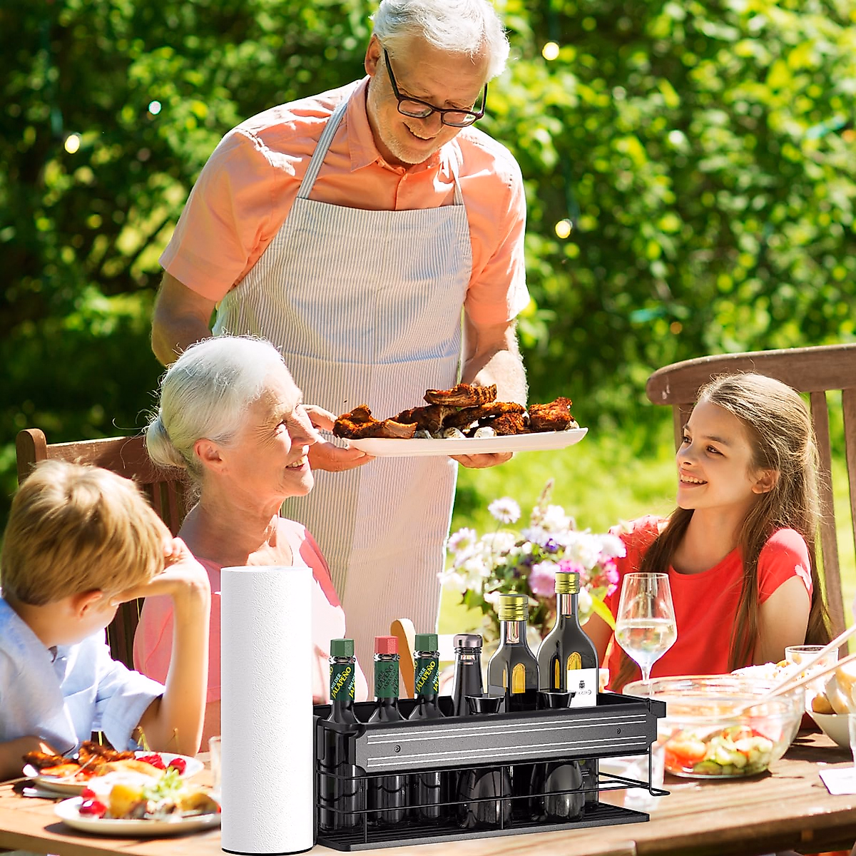 Griddle Caddy for Blackstone 28"/36" Griddle/Prep Cart Accessories Storage,Upgraded 5-In-1 BBQ Barbecue Grill Accessories Caddy Space Saving Organizer Box for Outdoor Grill with Magnetic Tool Holder