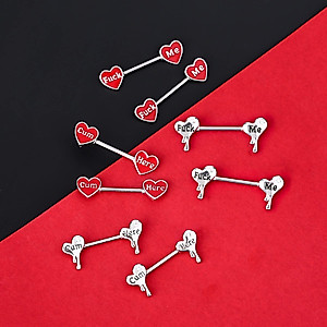 OUFER Melting Heart Nipple Rings with Fuck Me Letter Nipple Piercing Jewelry 316L Surgical Steel Nipple Piercing Jewelry
