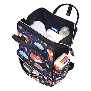 Shiiny Comic Cartoon Fox Diaper Bag Backpack for Baby Care, Multi Function Waterproof and Cooler Tote Travel Backpack (Nappy Bag, Tissue Pocket)