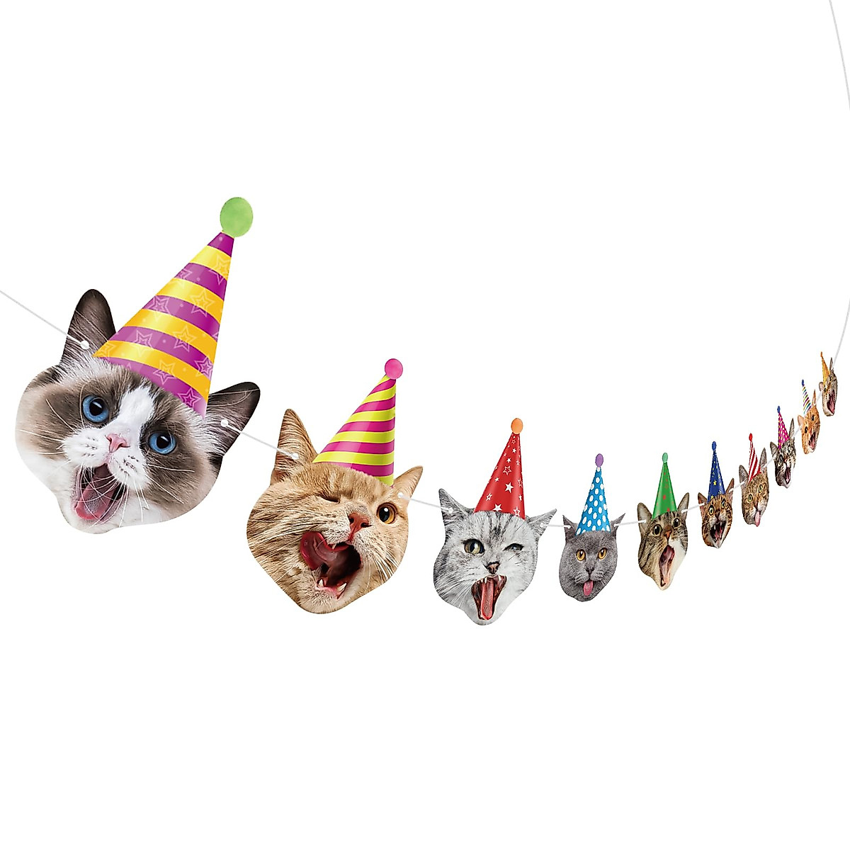 Cat Happy Birthday Banner Cat Birthday Party Decorations Cat Faces Birthday Banner Cat Decorations Banner Garland for Kids Girls Women Cat Birthday Party Supplies