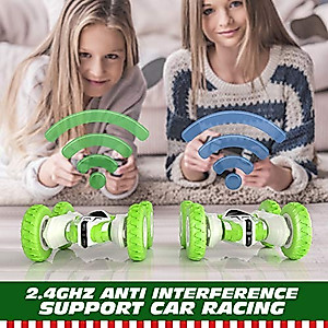 Tecnock Remote Control Car RC Cars for Kids,4WD 2.4Ghz Remote Control Toys,Double Sided Flips 360°Rotating RC Stunt Car, Toy for 5 6 7 8 Year Old Boys Girls