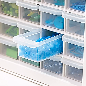 IRIS USA 16 Drawer Stackable Storage Cabinet for Hardware Crafts and Toys, 10.63-Inch W x 7-Inch D x 8.75-Inch H, White - Small Brick Organizer Utility Chest, Scrapbook Art Hobby Multiple Compartment