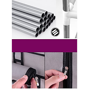 GOODSILO 6 Layer 12 Shelf Dual Rows Shoe Rack Shoe Storage Organizer Shoe Closet Cabinet with Fabric Cover for 36 Regular Size Pair Shoes, Bedroom, Wardrobe, Hallway, Entryway Coffee