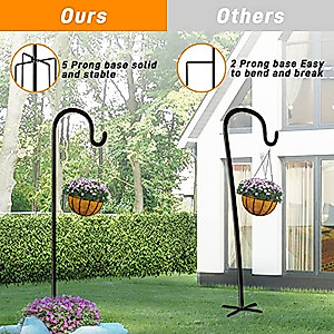 Shepherd Hooks 36 inches for Bird Feeders Outside Heavy Duty Shepherd Stand Plant Hanger Yard Hooks for Lanterns,Solar Lights,Bird Feeder,Wedding,Planter Pot,Adjustable Height Powder Coated-2 Packs