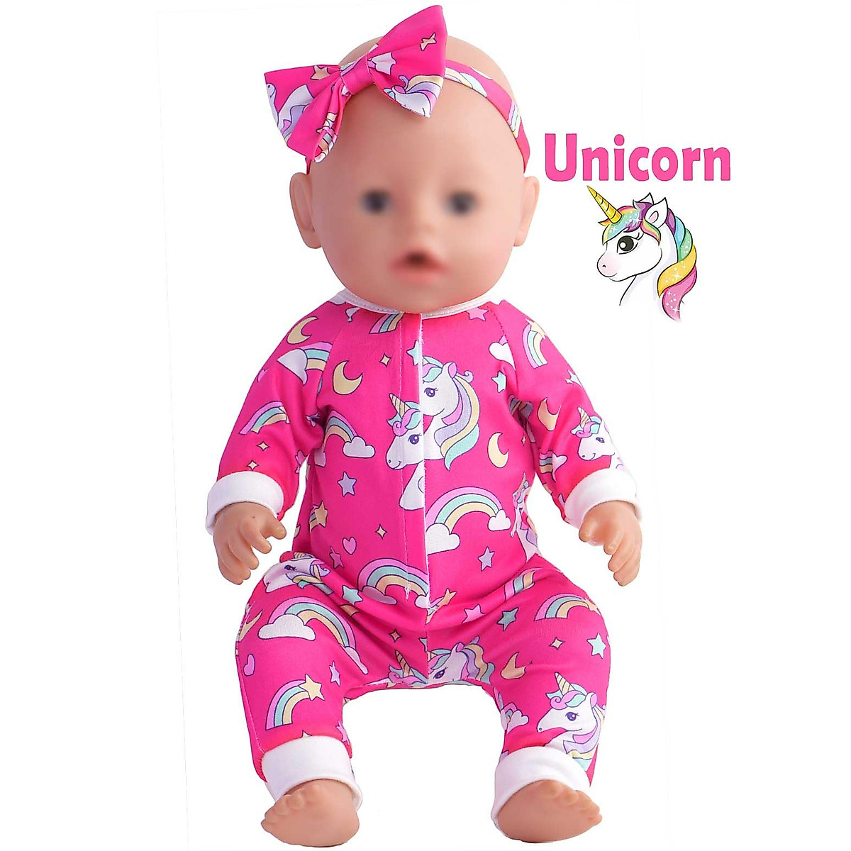 Sweet Dolly Baby Doll Accessories 5 Set Baby Doll Clothes and Headbands for 14-18 Inch Dolls, 10 PCs in Total