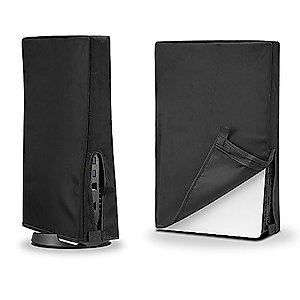 T Tersely Dust Cover for PS5 Console Anti-Scratch Waterproof Dust Sleeve Guard Cover Skin Ultra Soft Protective Case With Cable Port For SONY PlayStation 5 Digital Edition & Regular Edition (Black)