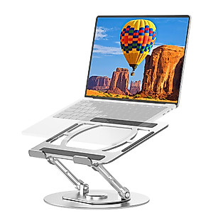 Mercase Laptop Stand for Desk, Adjustable Notebook Stand with 360 Rotating Base,Foldable and Portable Laptop Riser for MacBook Air, Pro, Dell, HP, Lenovo All 10-16 Inch Laptops, Sliver