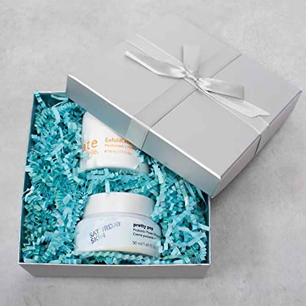 MagicWater Supply Crinkle Cut Paper Shred Filler (4 oz) for Gift Wrapping & Basket Filling - Diamond Pastel Blue