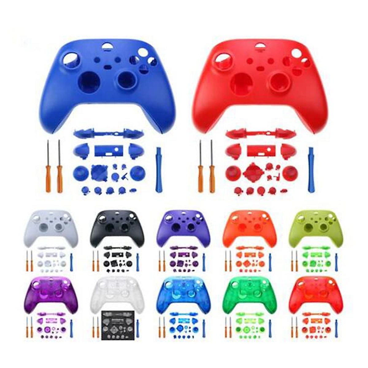 Full Housing Shell Front Back Case Cover with LB RB LT RT Trigger Buttons Tools for Xbox Series X S Controller (Clear Blue)