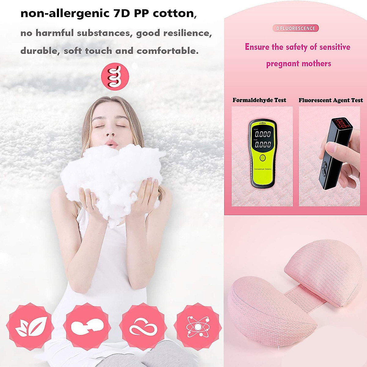 Luzly Pregnancy Pillow Side Sleeper Adjustable Maternity Pillows for Sleeping Snoogle Body Pillow Wedge for Back Pregnancy Gifts for First Time Moms