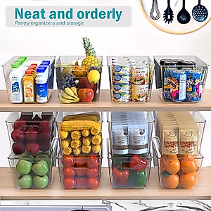 YAN & HIN 10pcs/ Set Clear Large Storage Bins with Lids, Versatile Pantry Storage Solution - Transparent, Stackable, and Durable for Organized Home and Office (11 "L x 7.5" W x 6 "H)