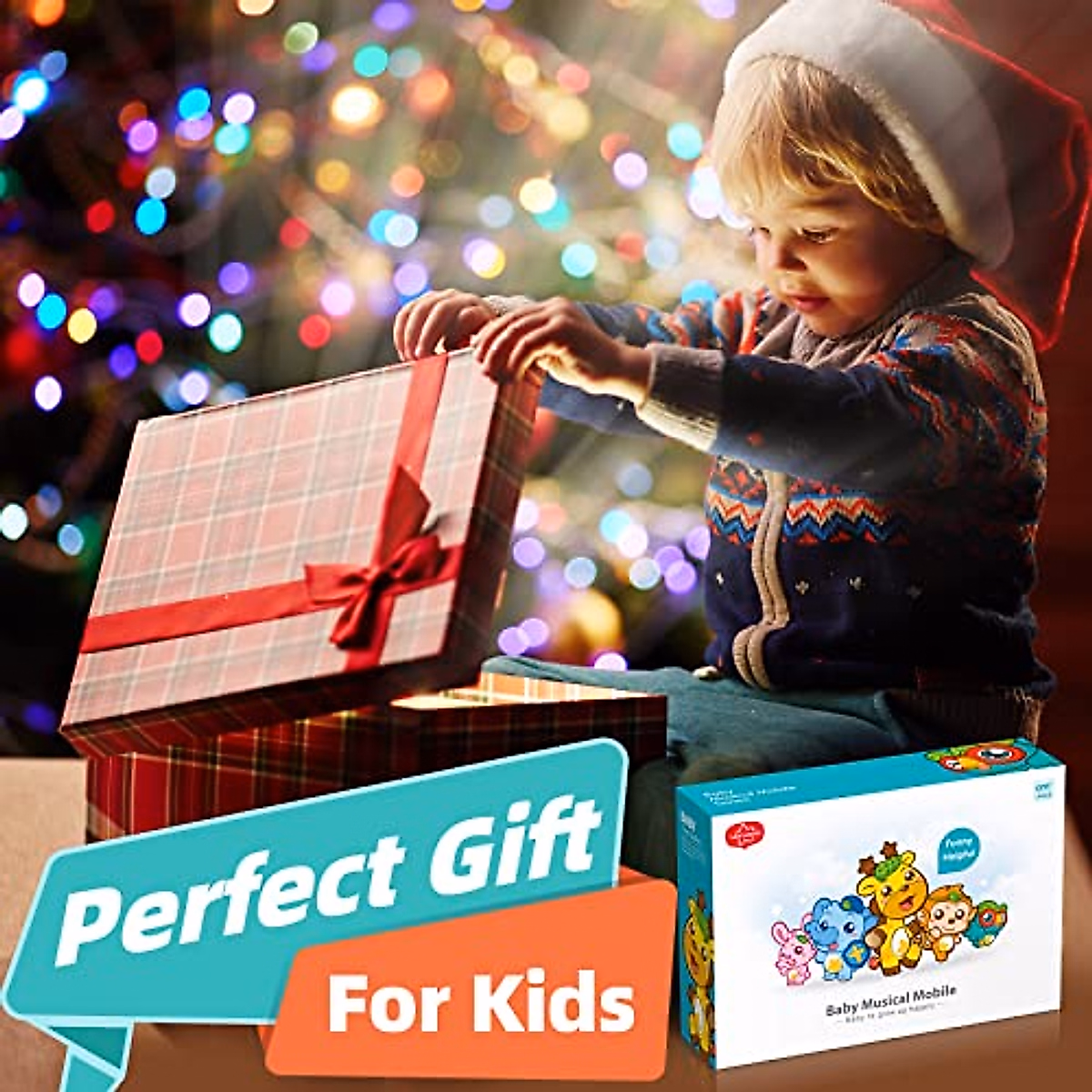 Yuanlebao Crib Mobile for Pack and Play,Baby Crib Toys with Light and Music, Rotation,Timing, Toddlers Toy for Remote Lamp, Projector for Crib Accessories,Nursery Toys for Infant 3M+（Yellow）