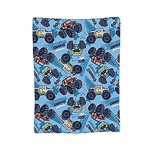 Perinsto Monster Truck Cars Pattern Throw Blanket Ultra Soft Warm All Season Decorative Fleece Blankets for Bed Chair Car Sofa Couch Bedroom 50"X40"