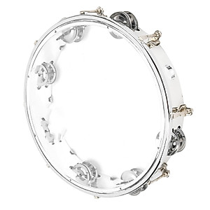 Handheld Tambourine Musical Instrument, Tambourine Adjustable Double Row 10in Percussion Jingles Instrument for Party(Transparent)